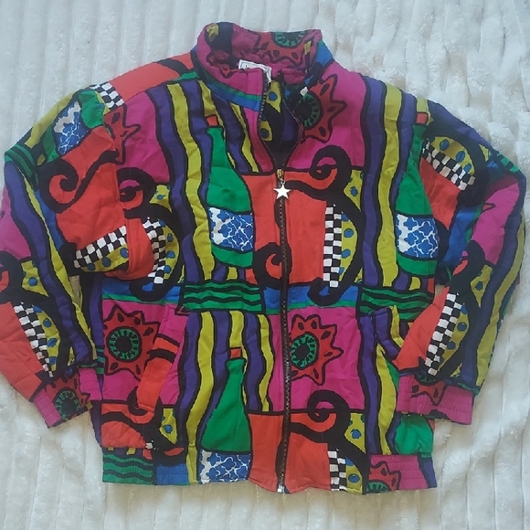 janeve | Jackets & Coats | Vintage Retro Colorblock Mulitcolor Bomber ...